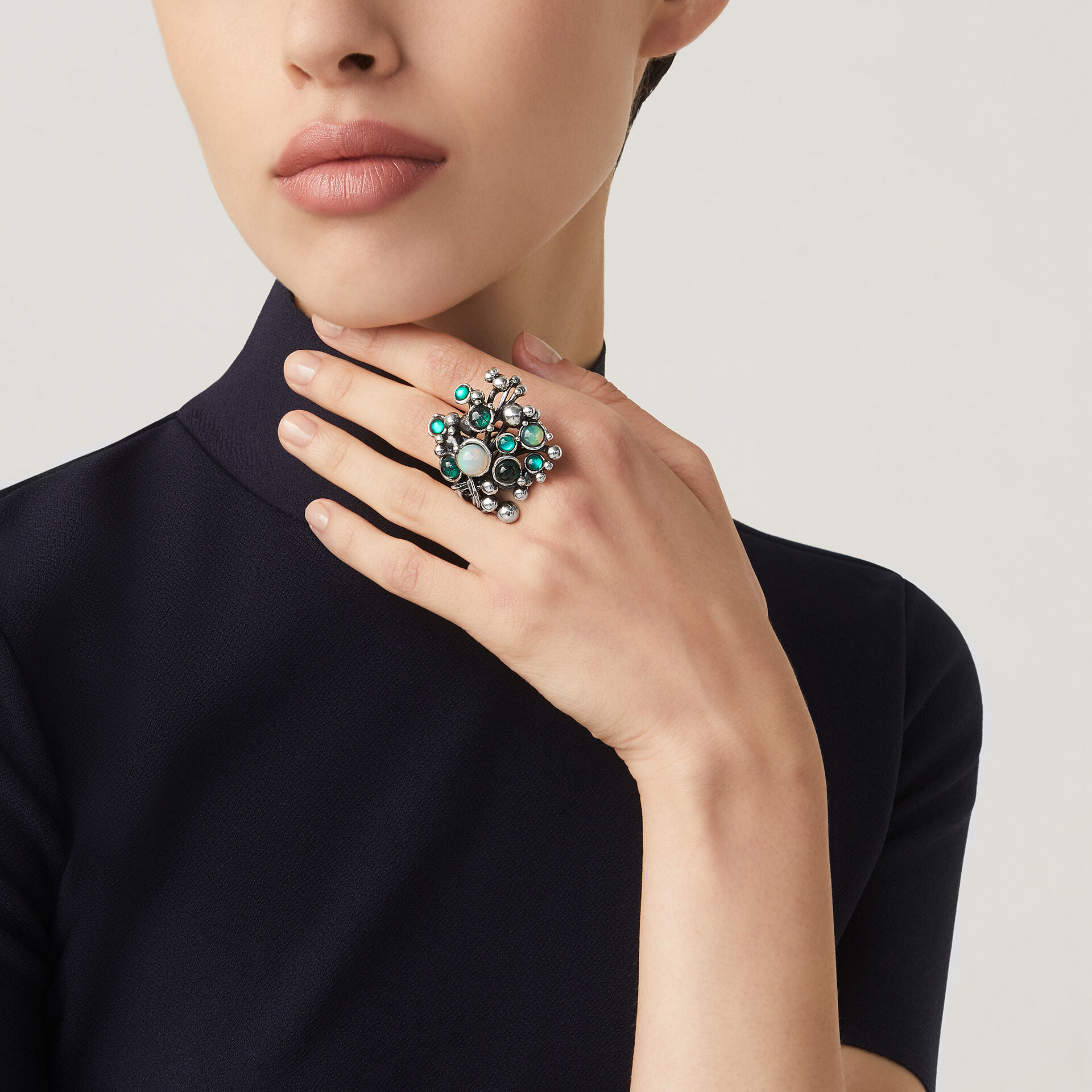 Bali Lushing Forest Ring in Sterling silver, two Ethiopian opals, 3 ...