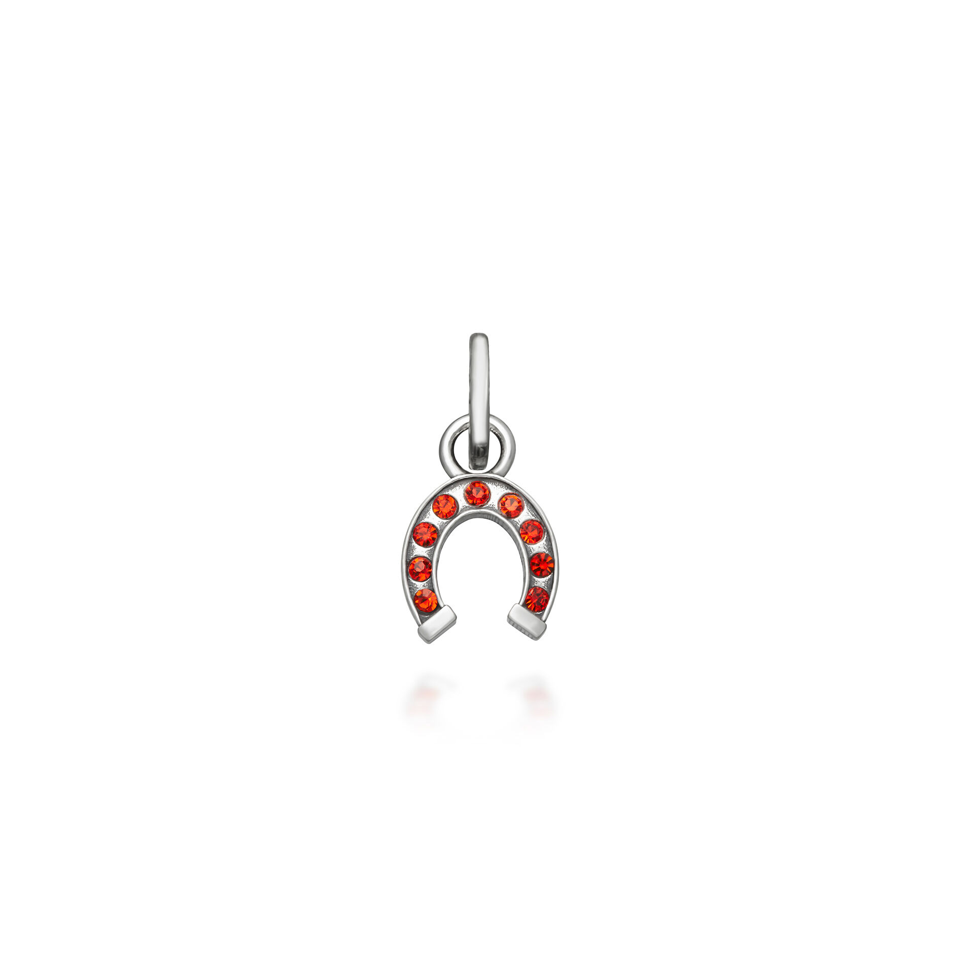 Mini Charm Ferro Di Cavallo Crystal Rosso in Argento 925 e zirconia ...