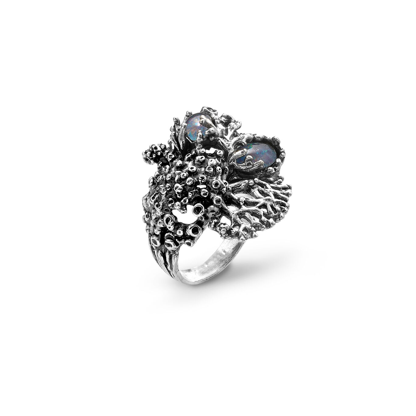 Nautilus Ring in Sterling Silver, opal and rock crystal | Giovanni Raspini
