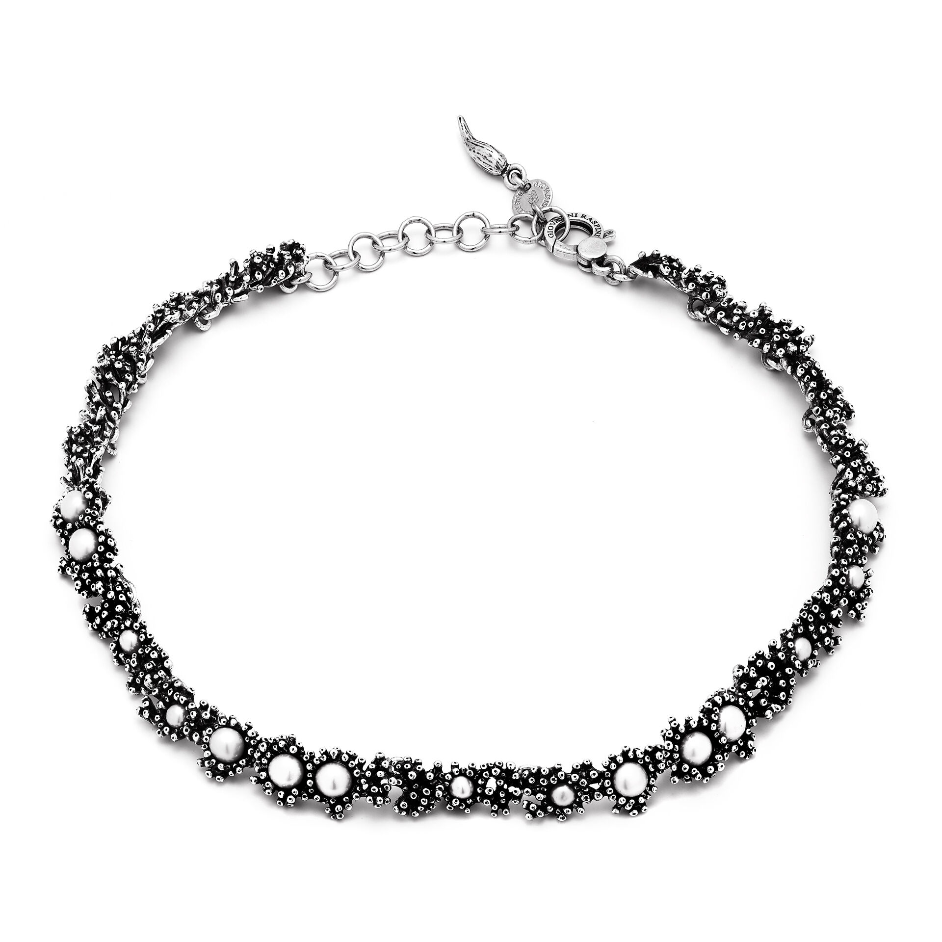 Collana Anemone Piccola in Argento 925 e perle naturali | Giovanni Raspini