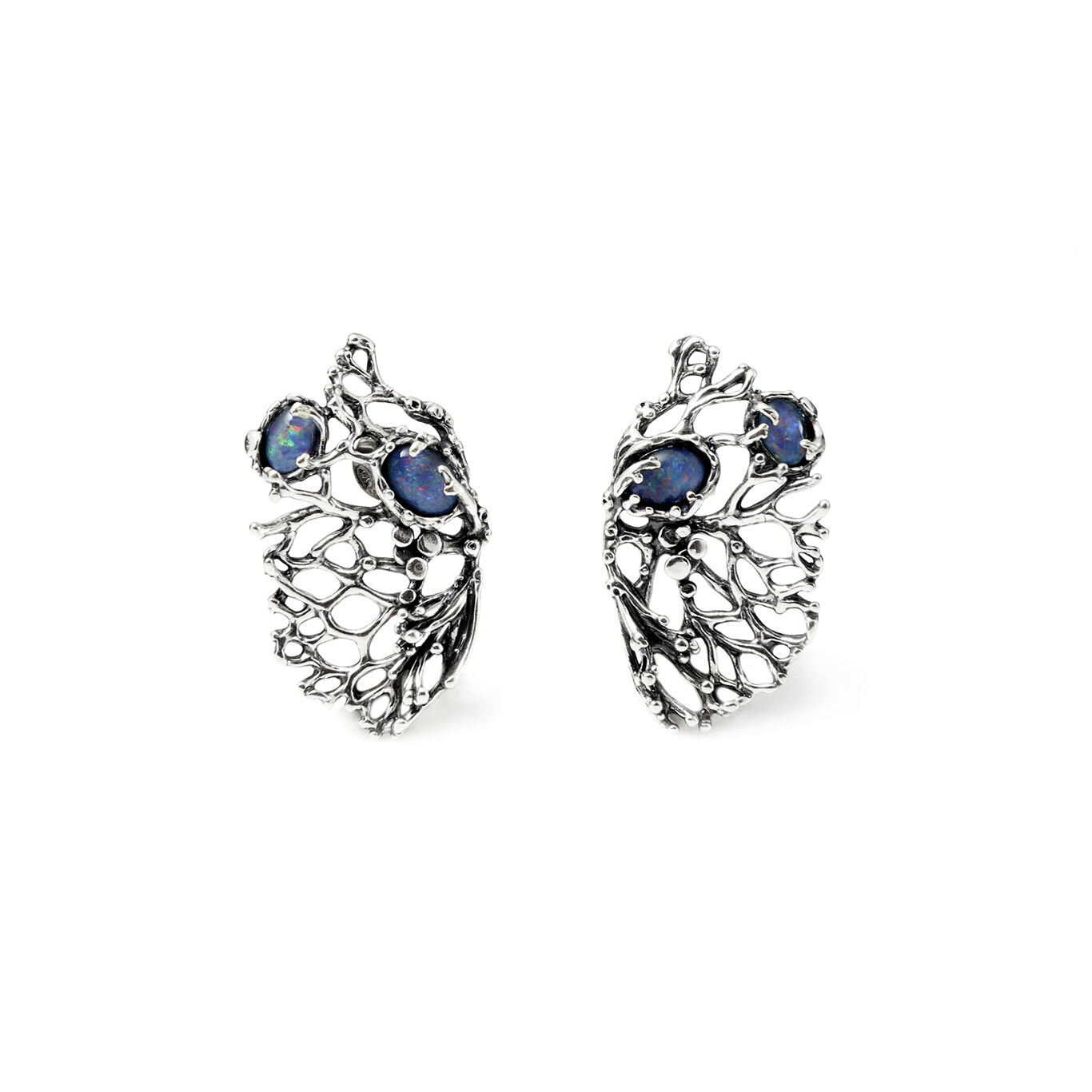 Nautilus Earrings in Sterling Silver, opal and rock crystal | Giovanni ...