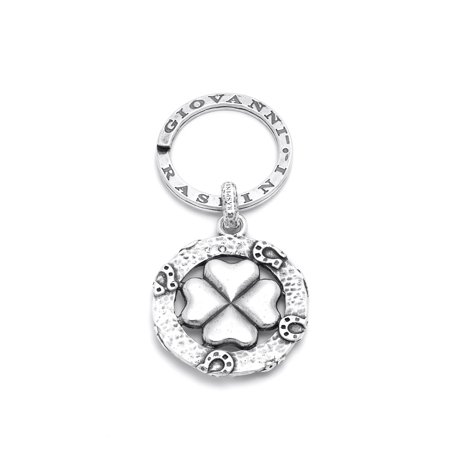 Four-Leaf Clover Key Ring in Sterling Silver | Giovanni Raspini